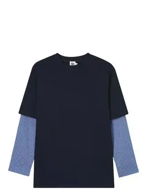 B+AB Layered Cotton T-shirt - Blue