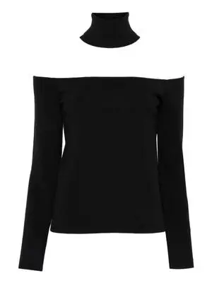 SEMICOUTURE Turtleneck Cutout Sweater - Black