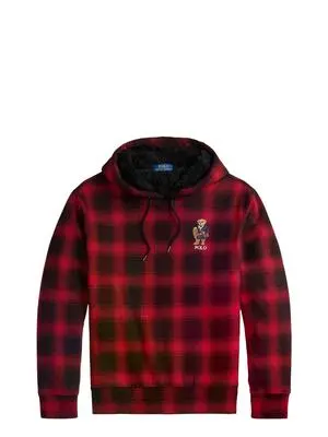 Polo Ralph Lauren Plaid Hoodie With Embroidered Bear Motif - Red