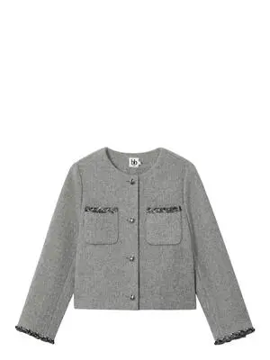 B+AB Embellished-cuff Jacket With Pocket Detail - Grey