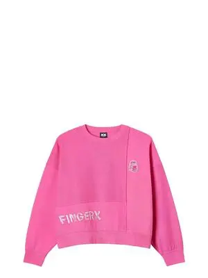 FINGERCROXX Embroidered Panelled Sweatshirt - Pink