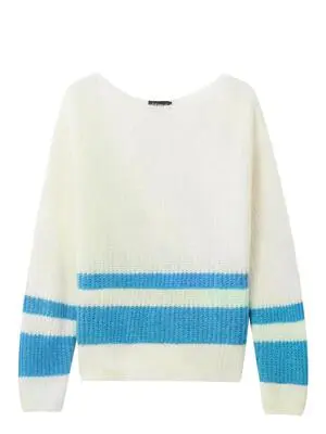 TOUT A COUP Ribbed Knit Boat-neck Sweater - White