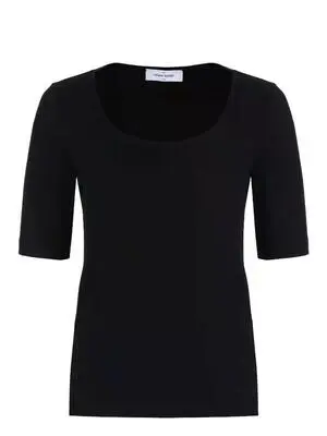 GRAN SASSO Scoop-neck Short-sleeve Top - Black