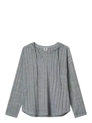 B+AB Hooded Ribbed Knit Top - Grey