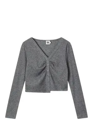 B+AB Ribbed Buttoned Cardigan - Grey