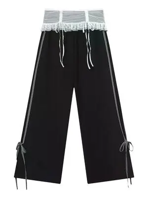 B+AB Ruffle-detail Side-stripe Trousers - Black