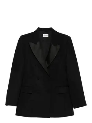 P.a.r.o.s.h Satin Lapel Double-breasted Jacket - Black