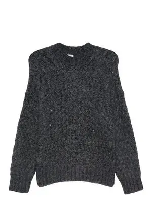 Eleventy Cable-knit Sequin-embellished Sweater - Grey