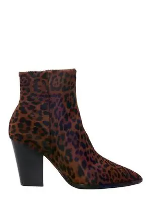 Santoni Leopard-print Block-heel Ankle Boots - Brown