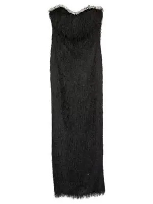 Amen Embellished Fringed Maxi Dress - Black