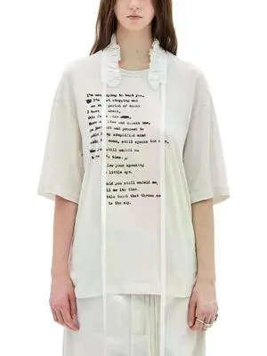 ANN DEMEULEMEESTER Text-print Crew-neck T-shirt - Neutrals