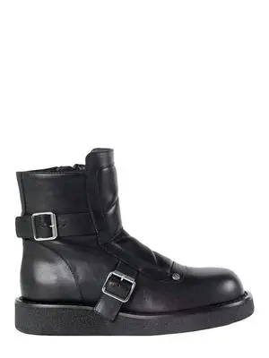 ANN DEMEULEMEESTER Buckle-detail Quilted Leather Boots - Black