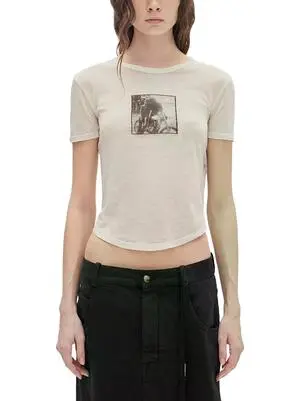 ANN DEMEULEMEESTER Graphic-print Jersey T-shirt - Neutrals