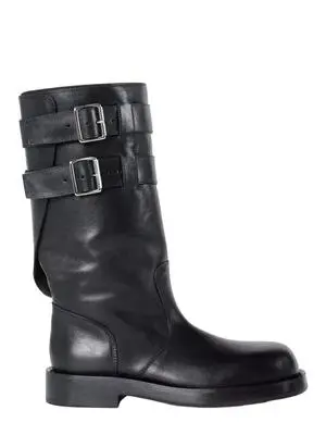 ANN DEMEULEMEESTER Double-Buckle Calfskin Boots