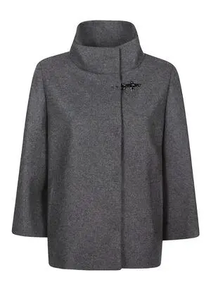 FAY High-Neck Toggle-Fastening Jacket Grey