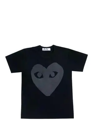 Play Comme Des Garcon Logo Heart-print T-shirt - Black