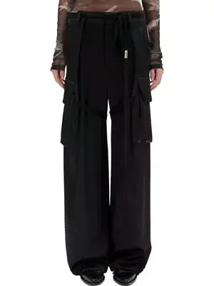 ANN DEMEULEMEESTER Cargo-pocket Satin Pants - Black