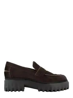 Hogan Suede Platform Loafers - Brown