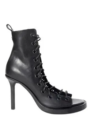 ANN DEMEULEMEESTER Hilla Leather Peep-toe Platform Boots - Black