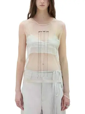 ANN DEMEULEMEESTER Sleeveless Mesh Panelled Top - Neutrals
