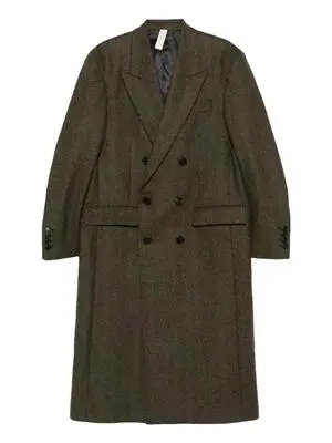 SUNFLOWER Herringbone Double-breasted Coat - Green