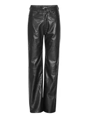 Remain Birger Christensen Straight Leather Trousers - Grey