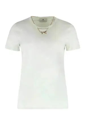 Elisabetta Franchi Cotton T-shirt With Chain Detail - Green