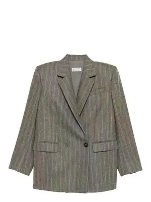 Alberto Biani Pinstripe Double-breasted Blazer - Brown