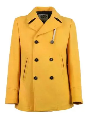 CAMPLIN Double-breasted Wool-blend Pea Coat - Yellow