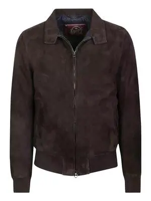 STEWART Suede Zip-up Bomber Jacket - Brown