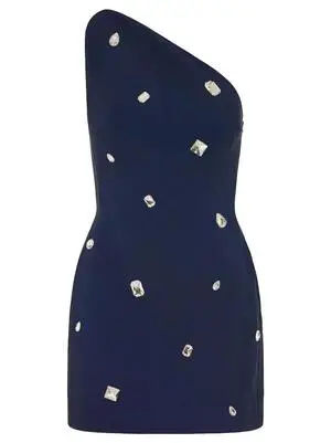 David Koma One-shoulder Crystal-embellished Dress - Blue