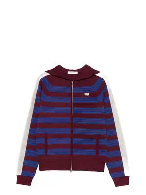 WALES BONNER Striped Knit Hoodie - Red