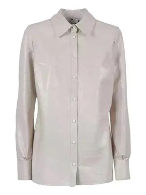 Elisabetta Franchi Crocodile-effect Button-front Shirt - Neutrals