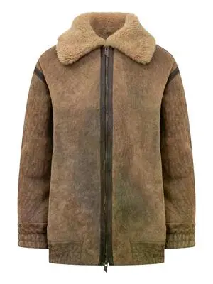 SALVATORE SANTORO Shearling-collar Coat - Brown