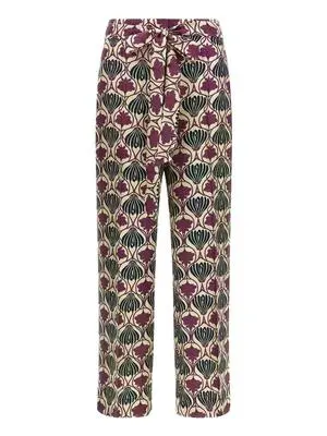 Max Mara Floral-print Belted Trousers - Neutrals