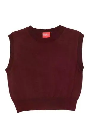 MERCI Sleeveless Cropped Top - Red