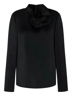 Emporio Armani Ruffled High-neck Blouse - Black