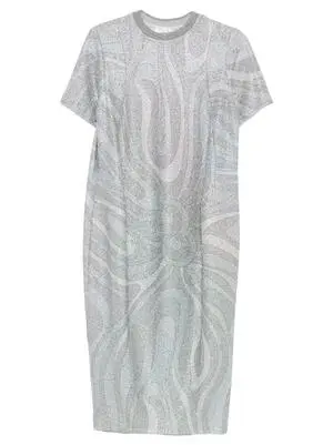 Emilio Pucci Glitter-pattern Short-sleeve Dress - Grey