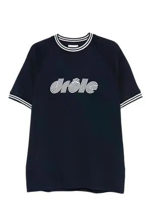 Drole De Monsieur Striped-trim Raglan-sleeve T-shirt - Blue