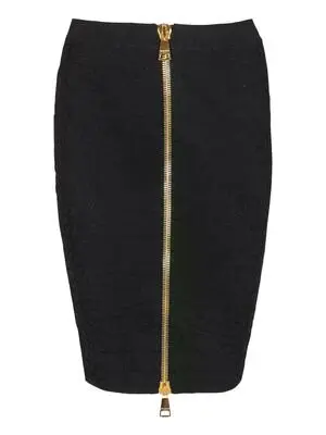 Balmain Crocodile-effect Zip-front Mini Skirt - Black