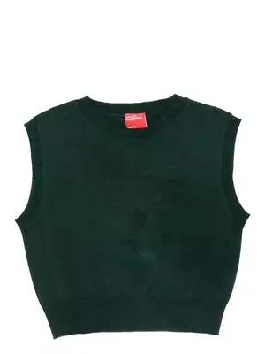 MERCI Sleeveless Round-neck Top - Green