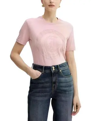 Just Cavalli Embossed-logo Crew-neck T-shirt - Pink