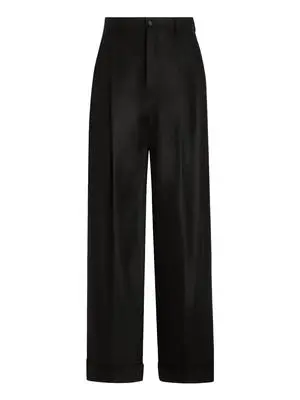 Dolce & Gabbana Pleated-front Wool Trousers - Black