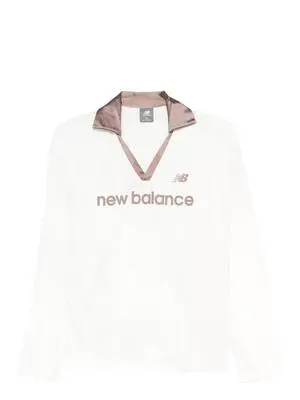 NEW BALANCE Satin-collar Logo-print Top - White