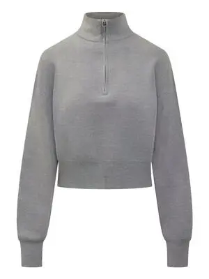 Victoria Beckham Half-zip High-neck Sweater - Grey
