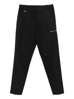 LOW BRAND Ring-detail Elasticated Straight-leg Trousers - Black