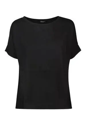 ARAGONA Rolled-sleeve Cotton T-shirt - Black