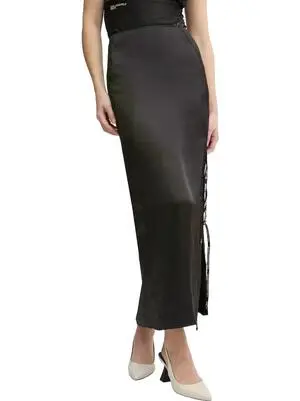 Karl Lagerfeld Satin Side-lace Skirt - Black