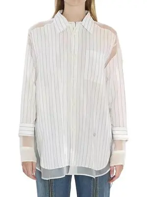 Jean Paul Gaultier Striped Sheer-panel Shirt - White