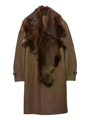 Prada Shearling-collar Single-breasted Coat - Brown